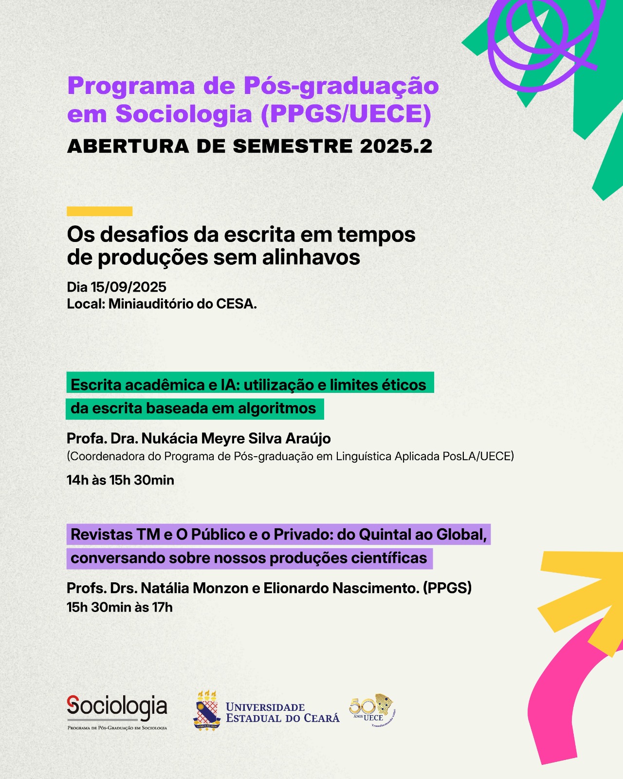 Programa de Pós-graduação em Sociologia Convida para Palestras sobre IA ...
