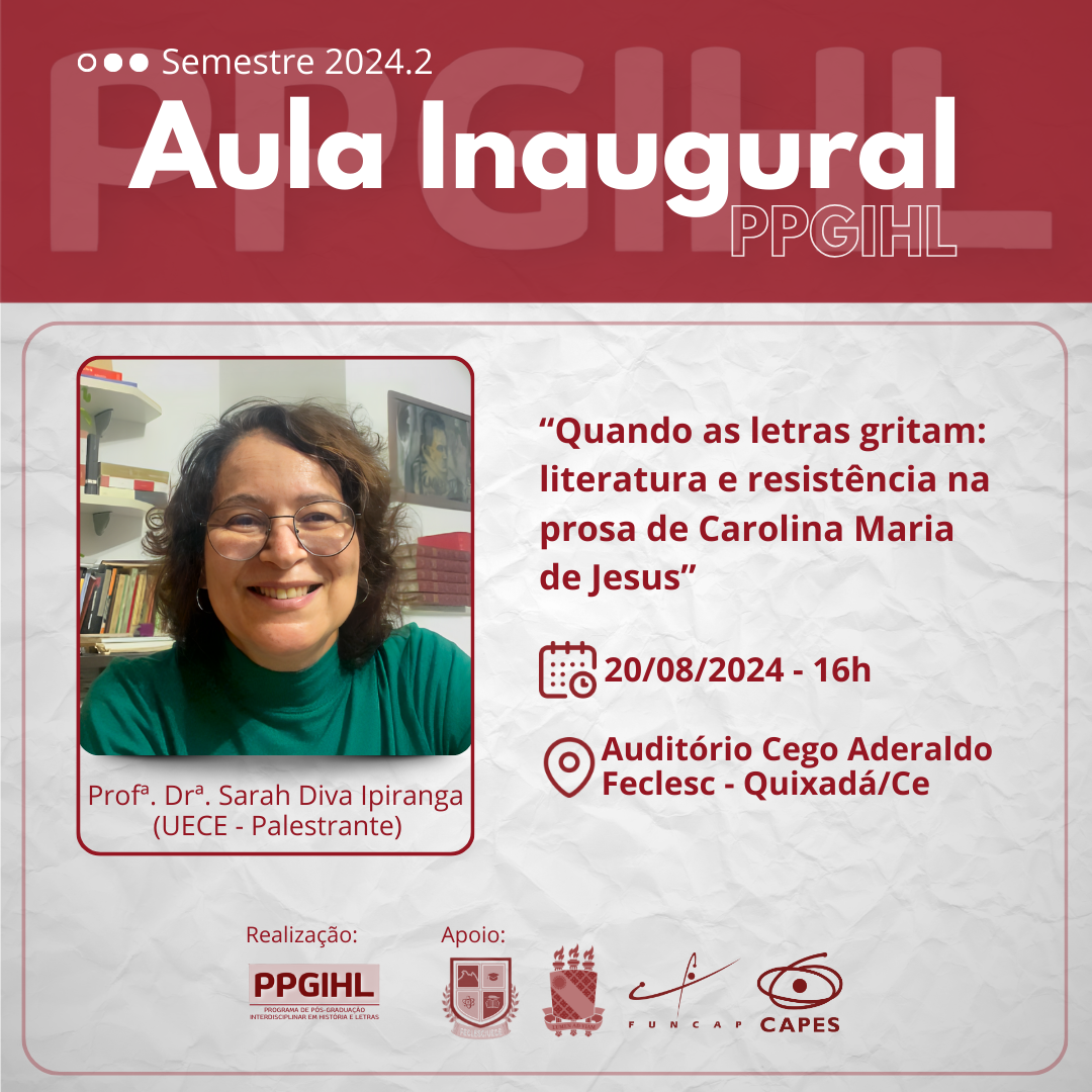 [CONVITE] – Aula Inaugural do PPGIHL terá como palestrante a Profa. Dra ...