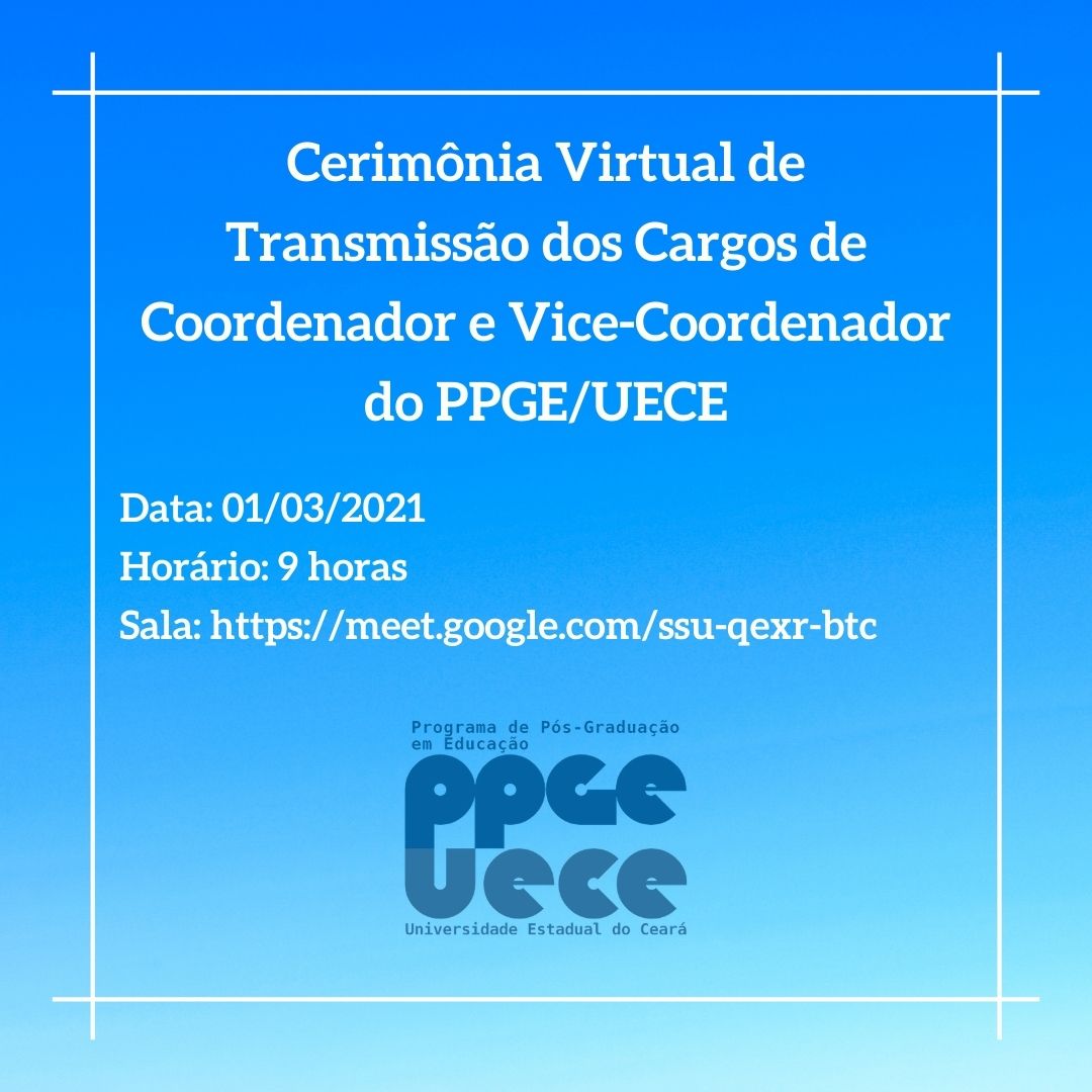 Cerimônia Virtual de Transmissão dos Cargos de Coordenador e Vice ...